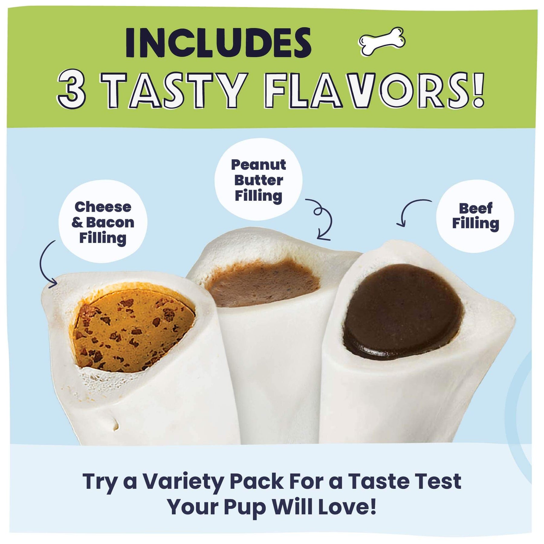Small Filled Dog Bone Variety Pack – Pawstruck.com